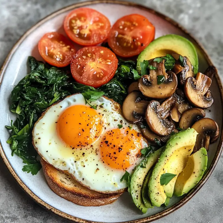 Savory Breakfast Plate with Mushrooms & Avocado